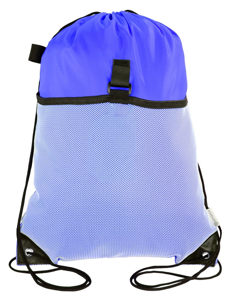 Drawstring Cinch Bag Backpack With Mesh Pocket Polyester Tote Sack ...