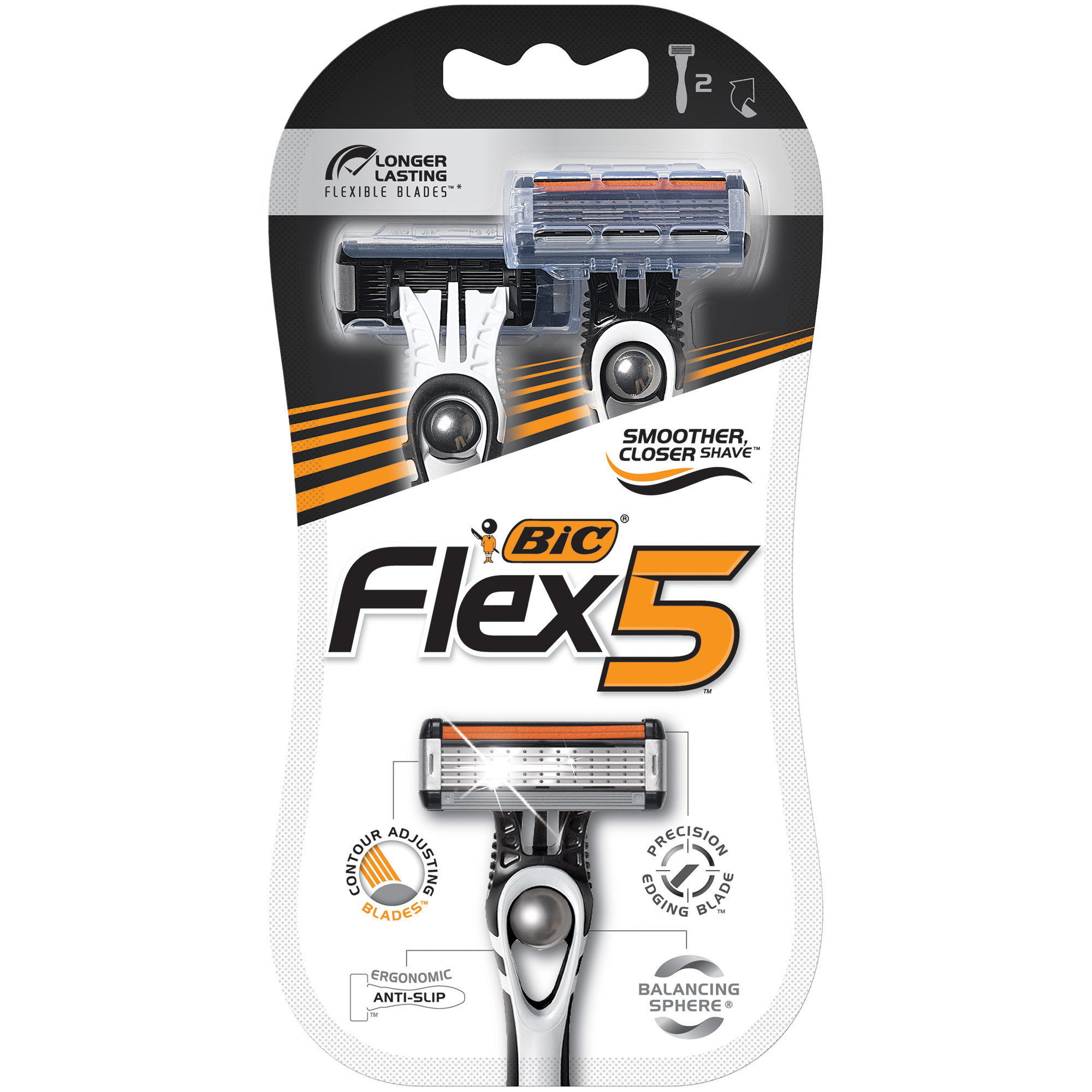 BIC Flex 5 Men s 5 Blade Disposable Razors 2 count Walmart