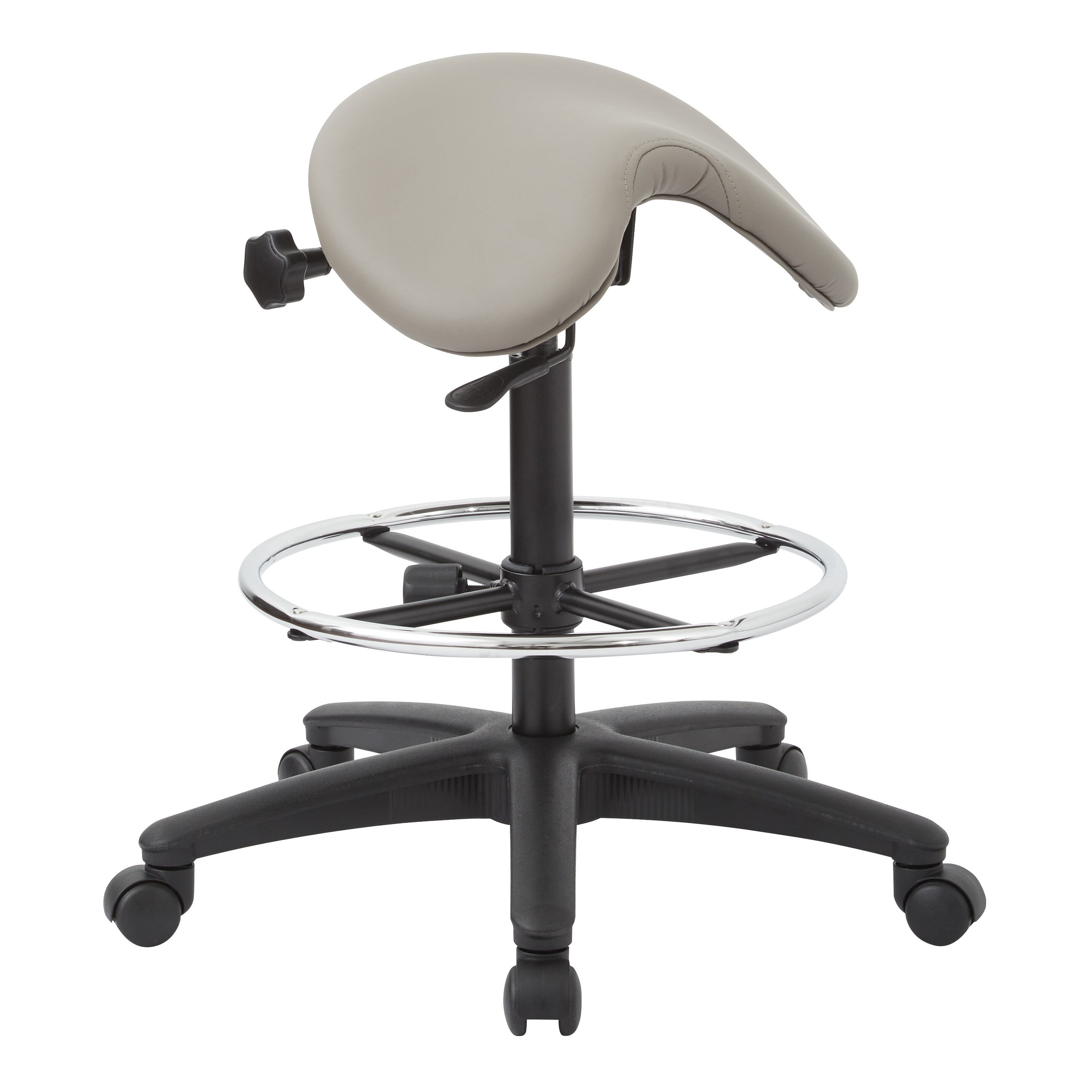 Office Star Products Backless Stool with Height-adjustable Saddle Seat ...
