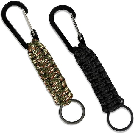 Pack of 2 keychains, outdoor paracord keychains with snap hook lanyards ...