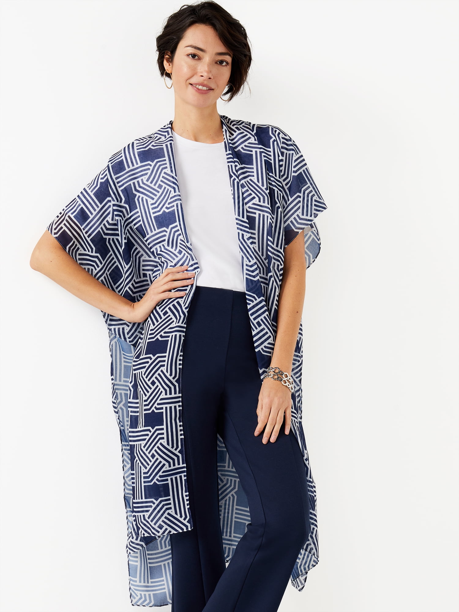 C. Wonder Womens Open-Front Geo-Print Duster - Walmart.com