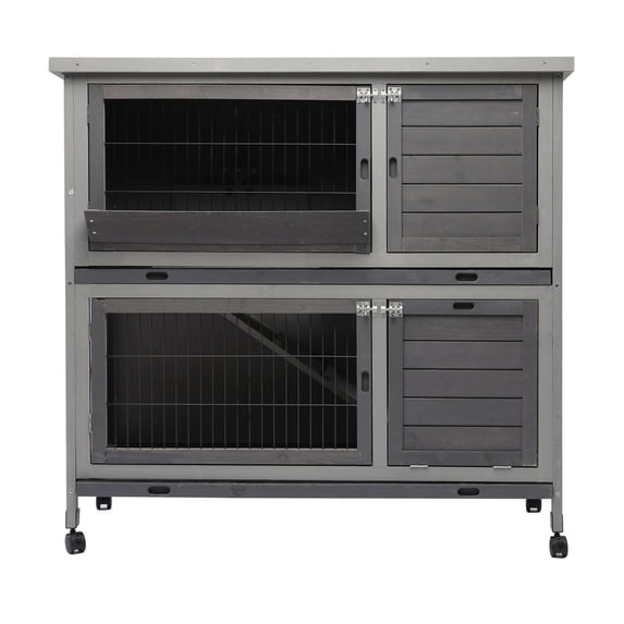 BaytoCare Indoor Rabbit Hutch with Wheels, Outdoor Rabbit Cage with ...