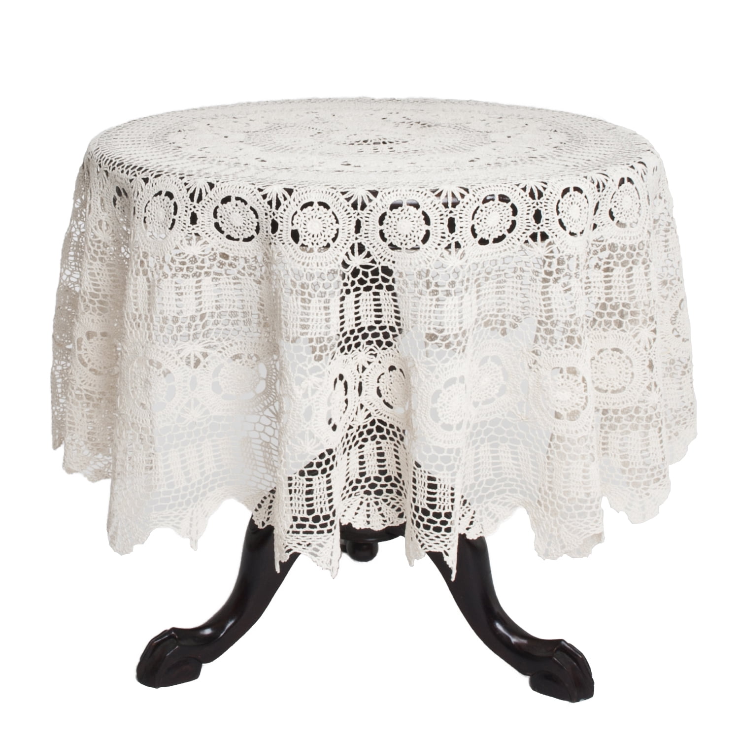 Fennco Styles Handmade Crochet Lace Cotton Tablecloth (45" Round Table ...