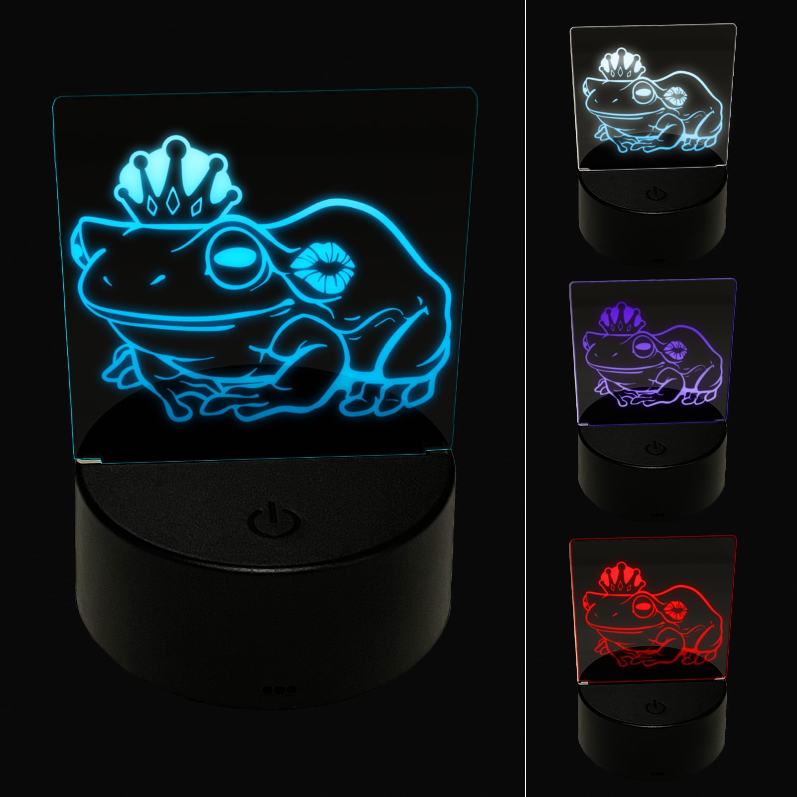 Fairy Tale Frog Prince with Crown and Kiss LED Night Light Sign 3D ...