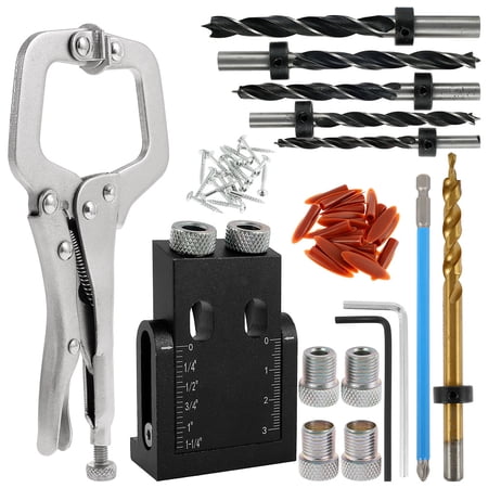 15 Degree Pocket Hole Screw Jig Dowel Drill Joinery Kit Woodworking ...