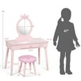 Gymax Kids Vanity Makeup Table & Chair Set Make Up Stool Play Set for ...