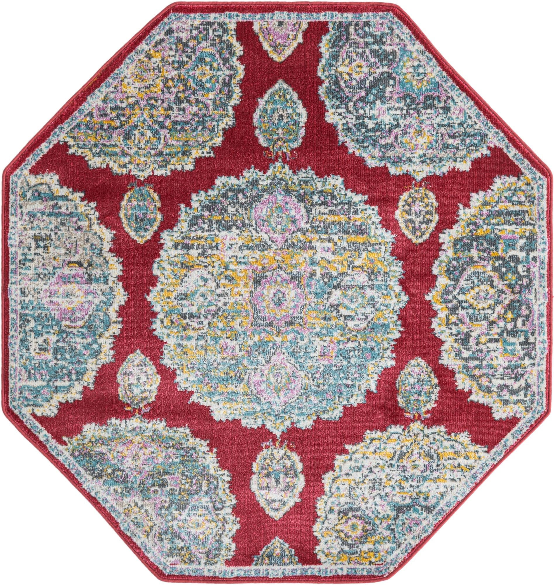 Rugs.com Paragon Collection Rug – 4 Ft Octagon Red Medium-Pile Rug ...