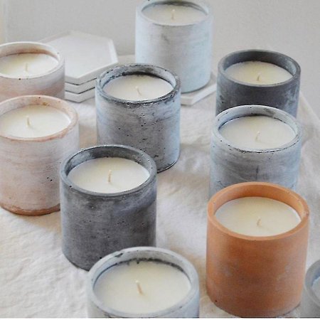 Round Concrete Candle Vessel Mold Cement Candle Cup Silicone Mould ...