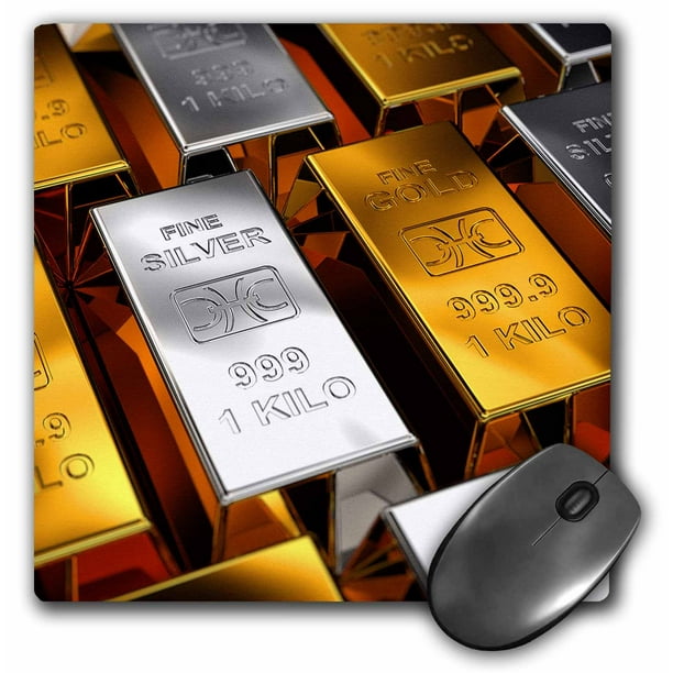 3dRose Gold and silver bars in a bank money wealth rich abundance ...