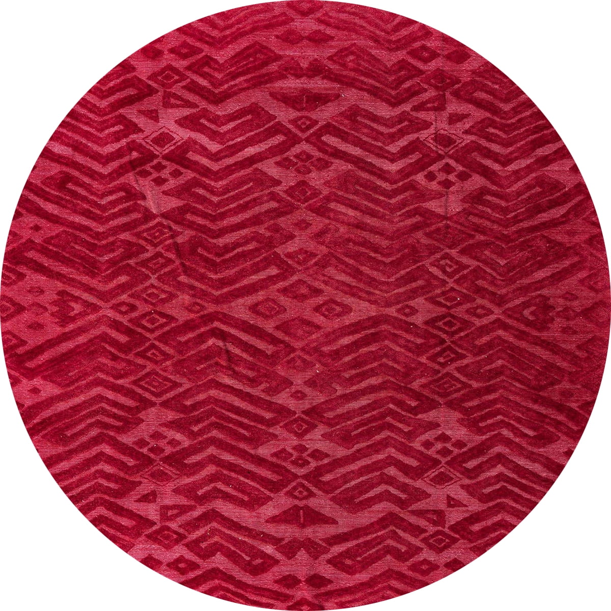 Ahgly Company Indoor Round Abstract Red Abstract Area Rugs, 6' Round ...