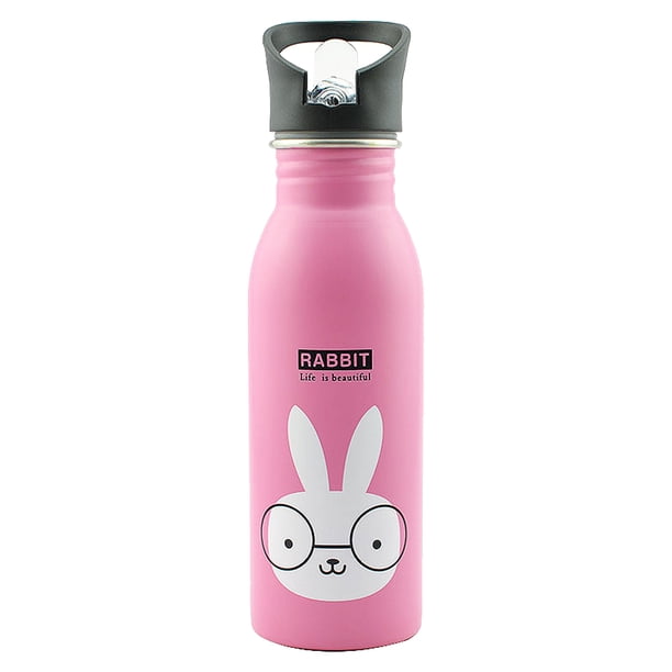 Cartoon Kids Drink Water Bottles with Straw,Travel Drink Flasks Bottle ...