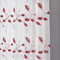 Burgundy Red Leaf Sheer Tier Curtains Leaves Embroidered Kitchen Short ...