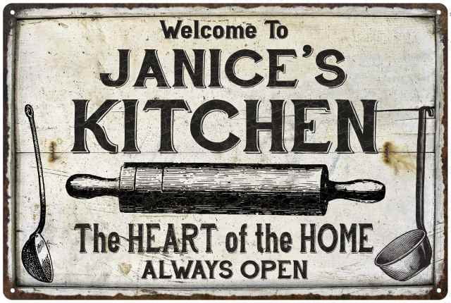 JANICE'S Kitchen Farmhouse Sign Gift Gift 8x12 Metal 108120033069 ...