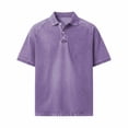 Ceisia Men's Washed Short Sleeve Polo Shirt Button Placket Casual Daily ...