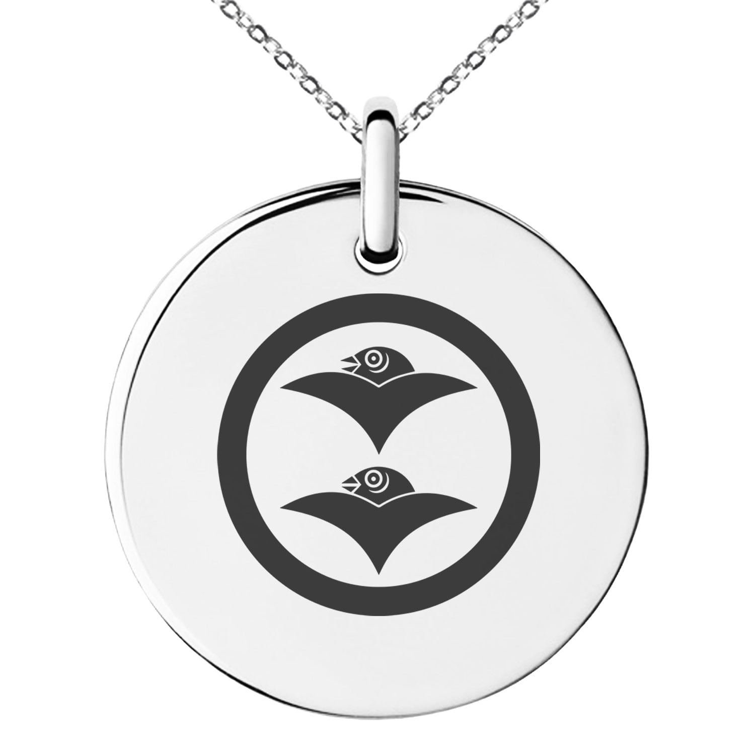 Stainless Steel Shibata Samurai Crest Engraved Small Medallion Circle ...