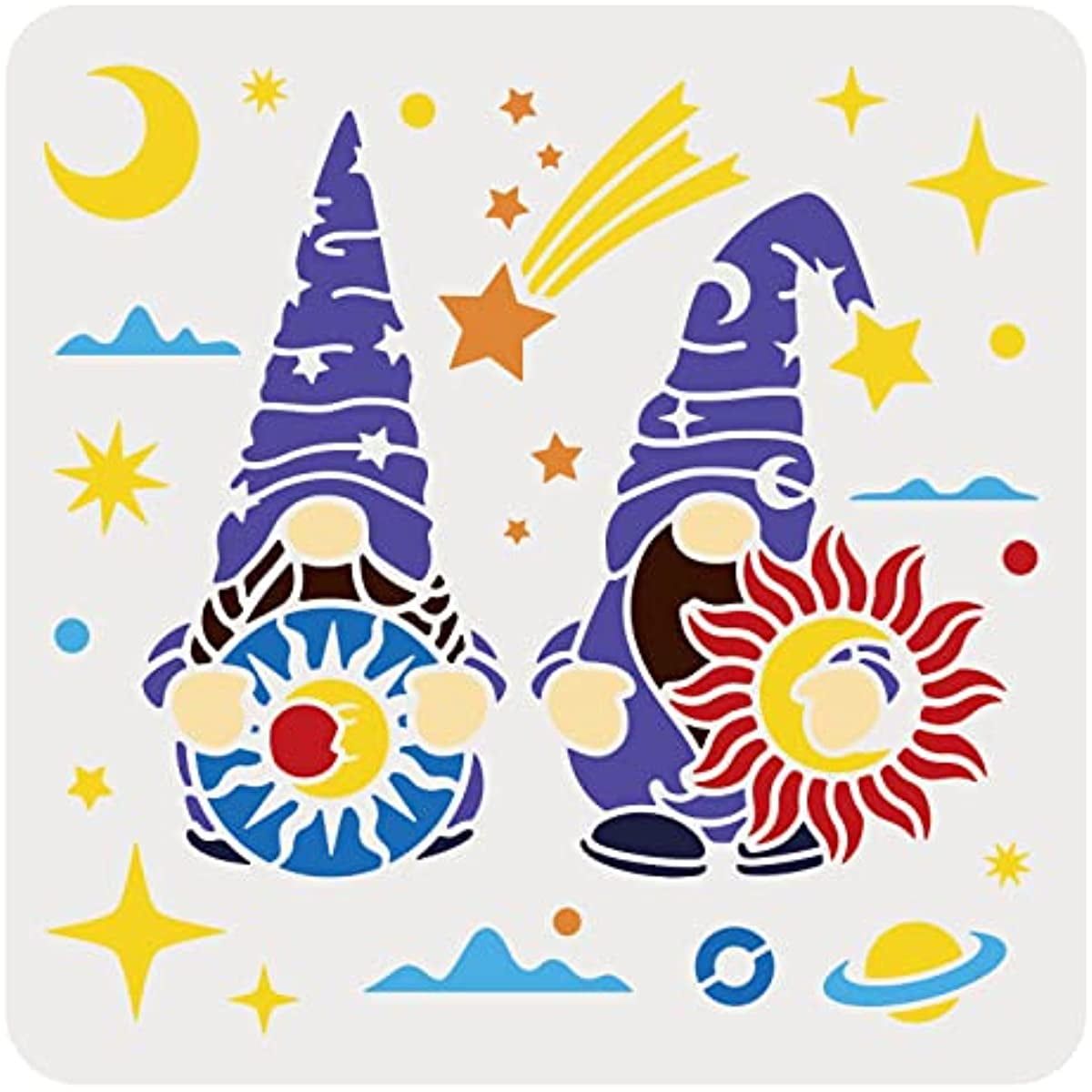 Gnome Stencils 11.8x11.8inch Reusable Two Dwarfs Stencils Small Dwarf ...