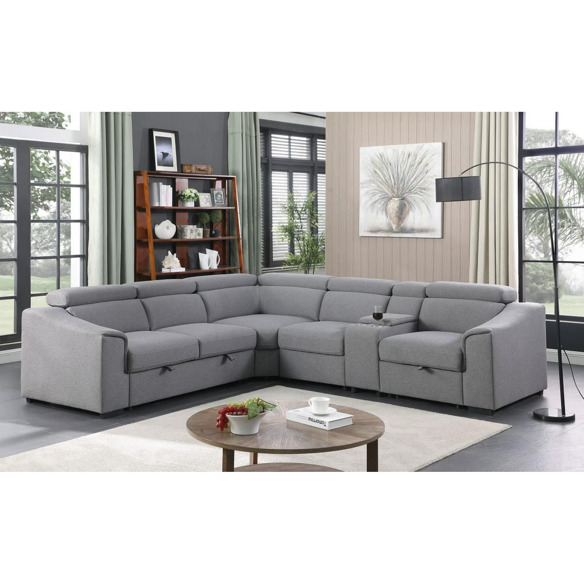 Click here for Brassex Tyler Rhf Sectional Sofa Bed  Urban Grey prices
