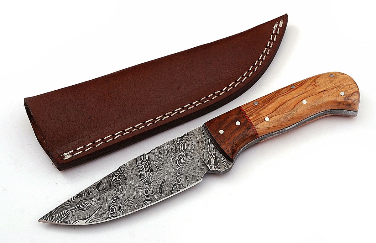 Custom Twist Damascus Steel FULL TANG Drop Point Hunting Knife D7 Wood ...