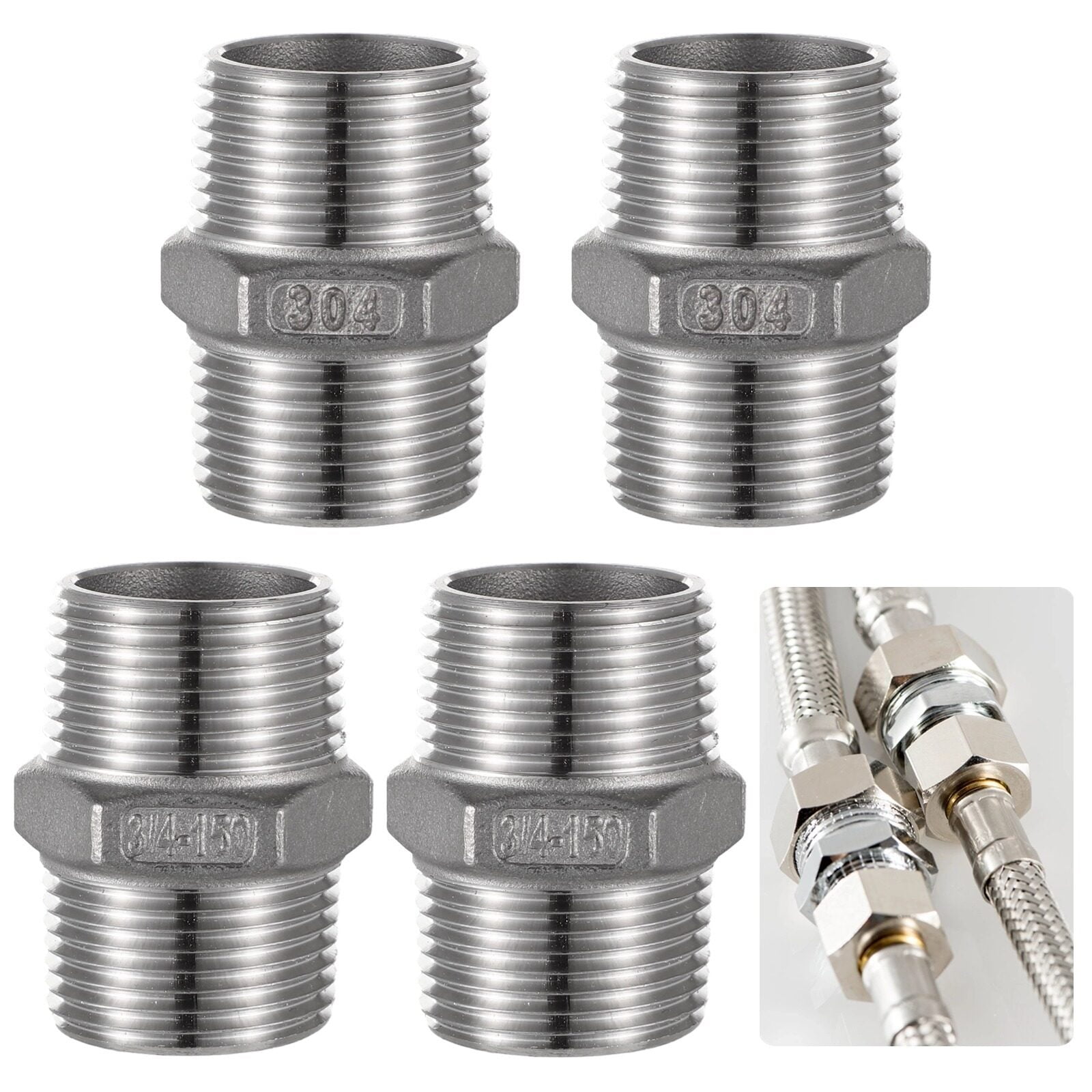 Niple hexagonal de 3/4" macho x 3/4" macho, 4 piezas de accesorios de tubería roscados macho NPT ...