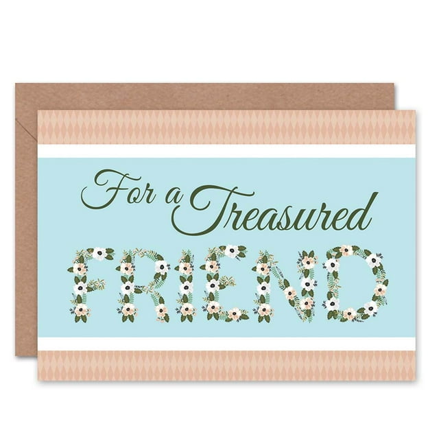 Friendship Friend Treasured Love Present Greetings Card Plus Envelope ...
