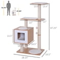 Pawhut 47” Modern Cat Tree Multi-Level Scratching Post With Cube Cave ...