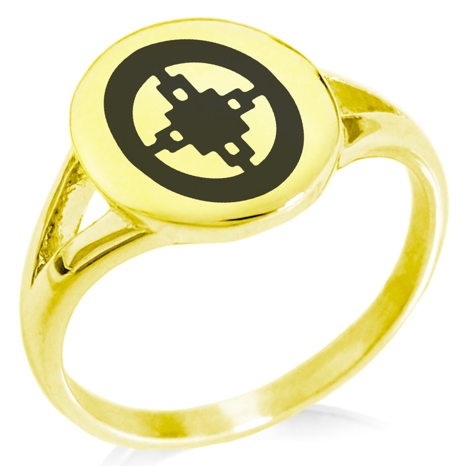 Stainless Steel Aztec Intelligence Rune Minimalist Oval Top Polished ...