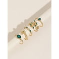 15pcs Gold Tone Ring Set For Women: Emerald Green Gem, Leaf, Snake ...