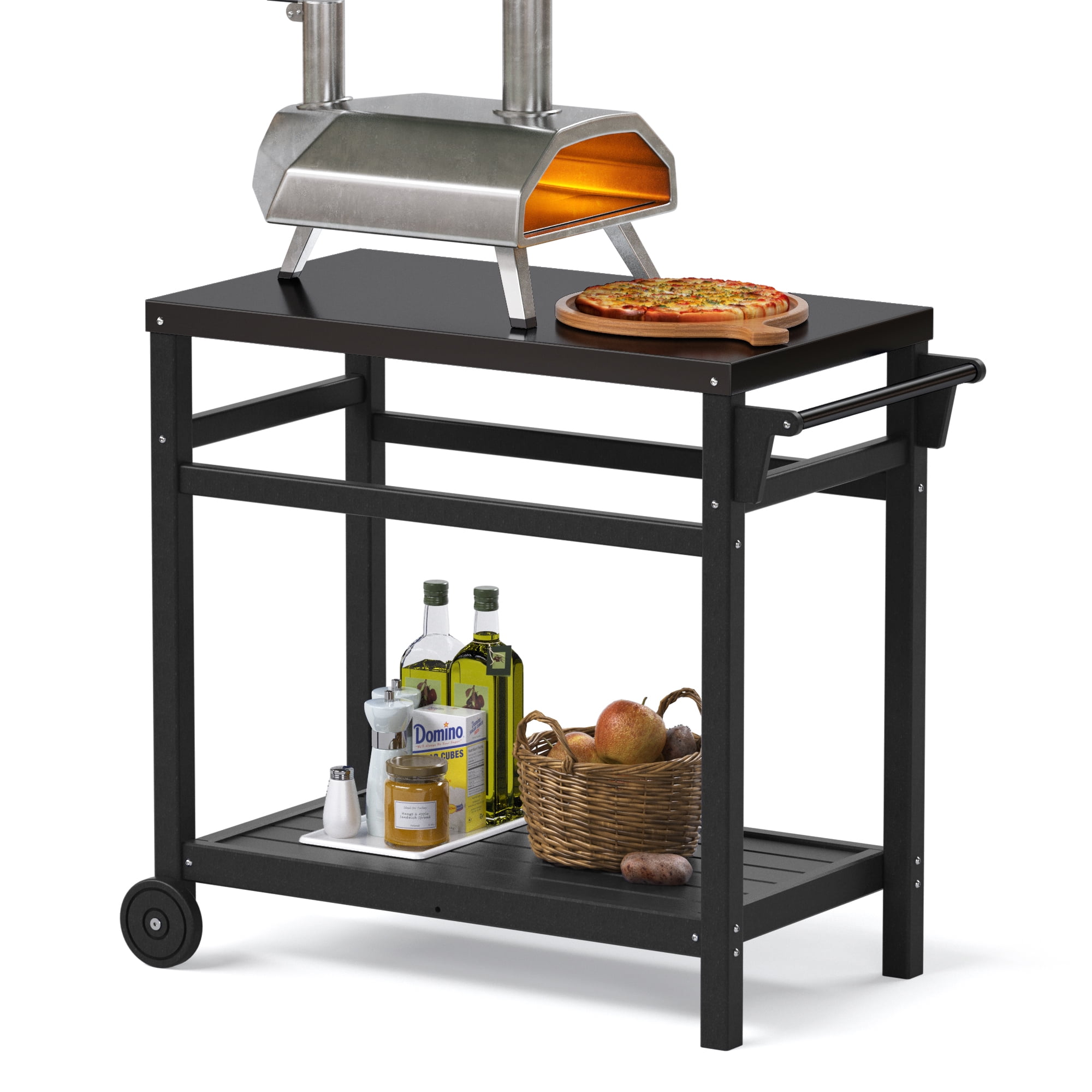 TORVA Outdoor Prep Cart Dining Table for Pizza Oven, Patio Grilling ...