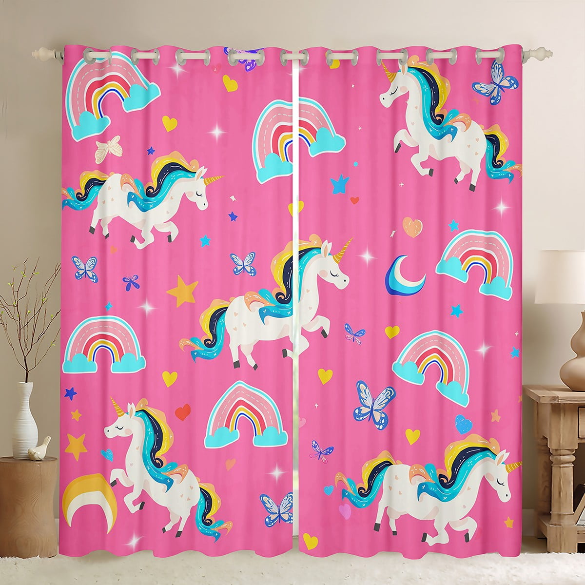 Click here for Yst Unicorn Blackout Curtains For Girls  Cartoon F... prices
