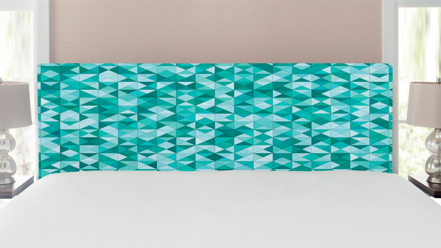 Teal Headboard, Triangle Mosaic with Polygon Shapes with Shadows Effect ...