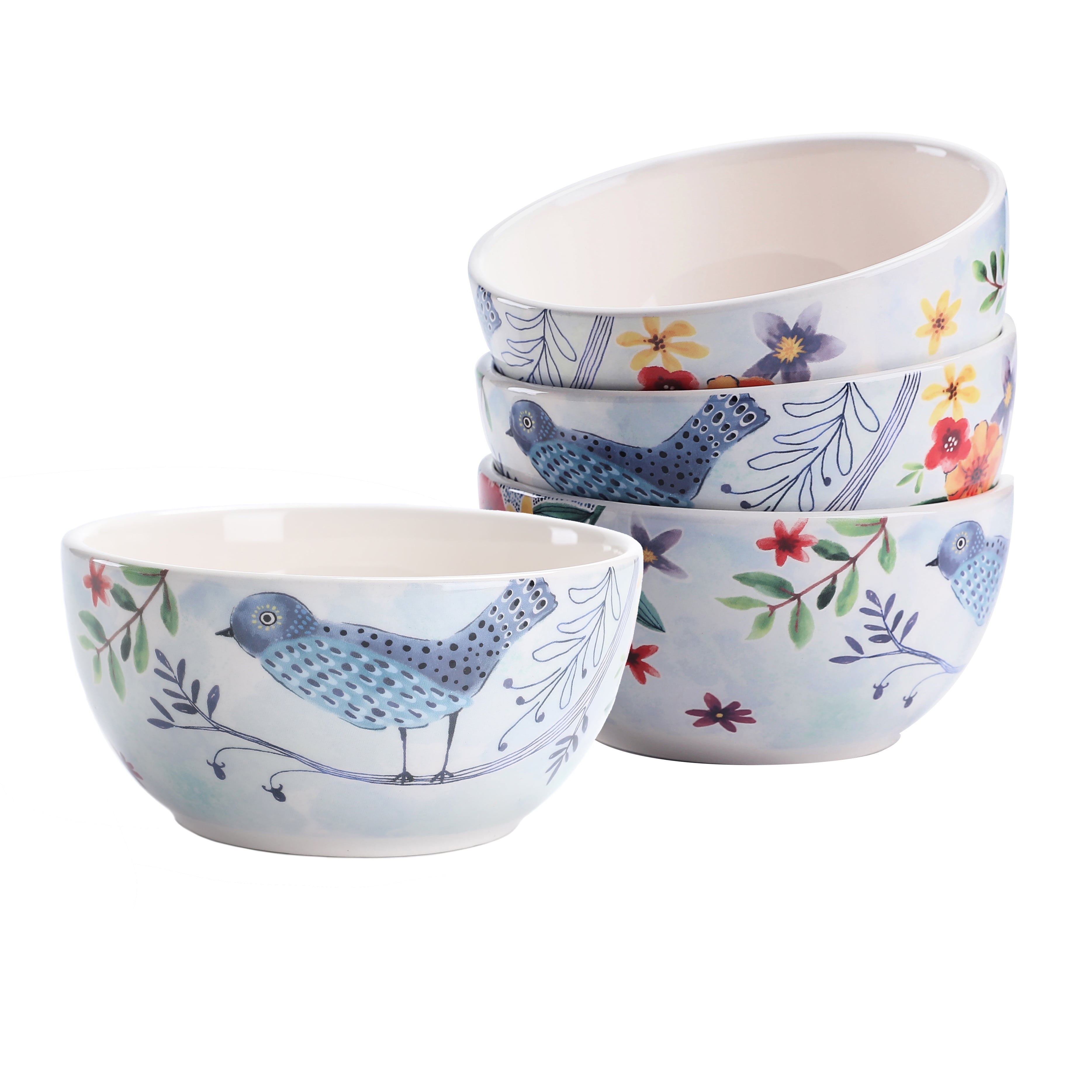 Bico Cyan Canary Ceramic Bowls Set of 4, 26oz, for Pasta, Salad, Cereal ...