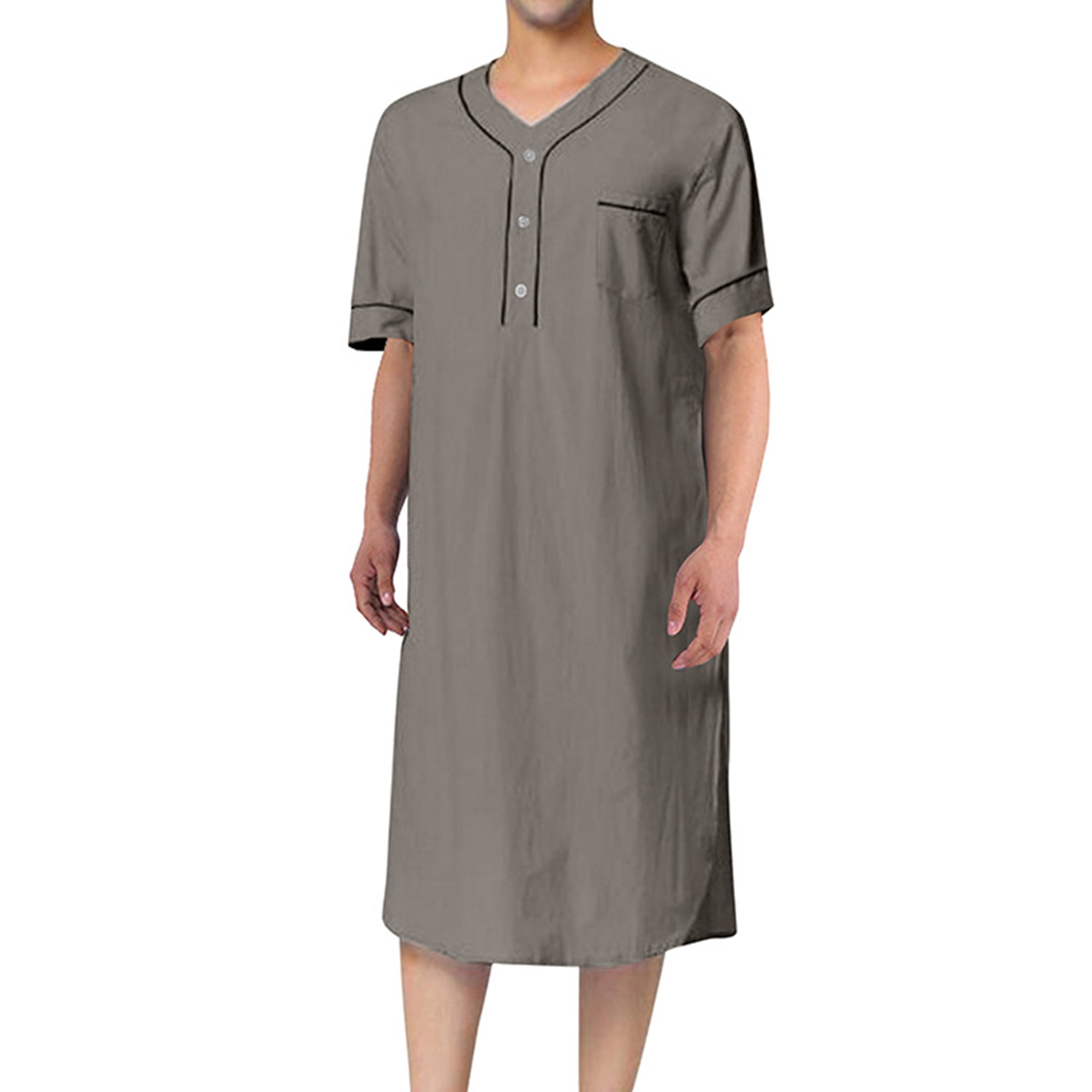 Click here for Bellella Men Thobe V Neck Robe Muslim Nightshirt S... prices