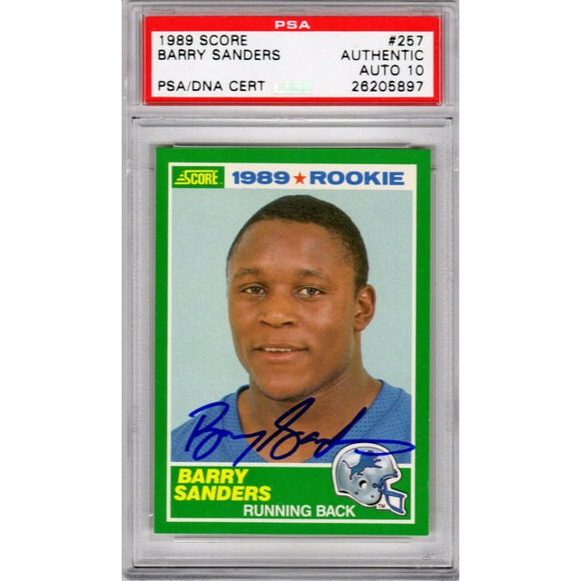 Barry Sanders Signed Detroit Lions 1989 Score Rookie Card #257 (PSA/DNA ...