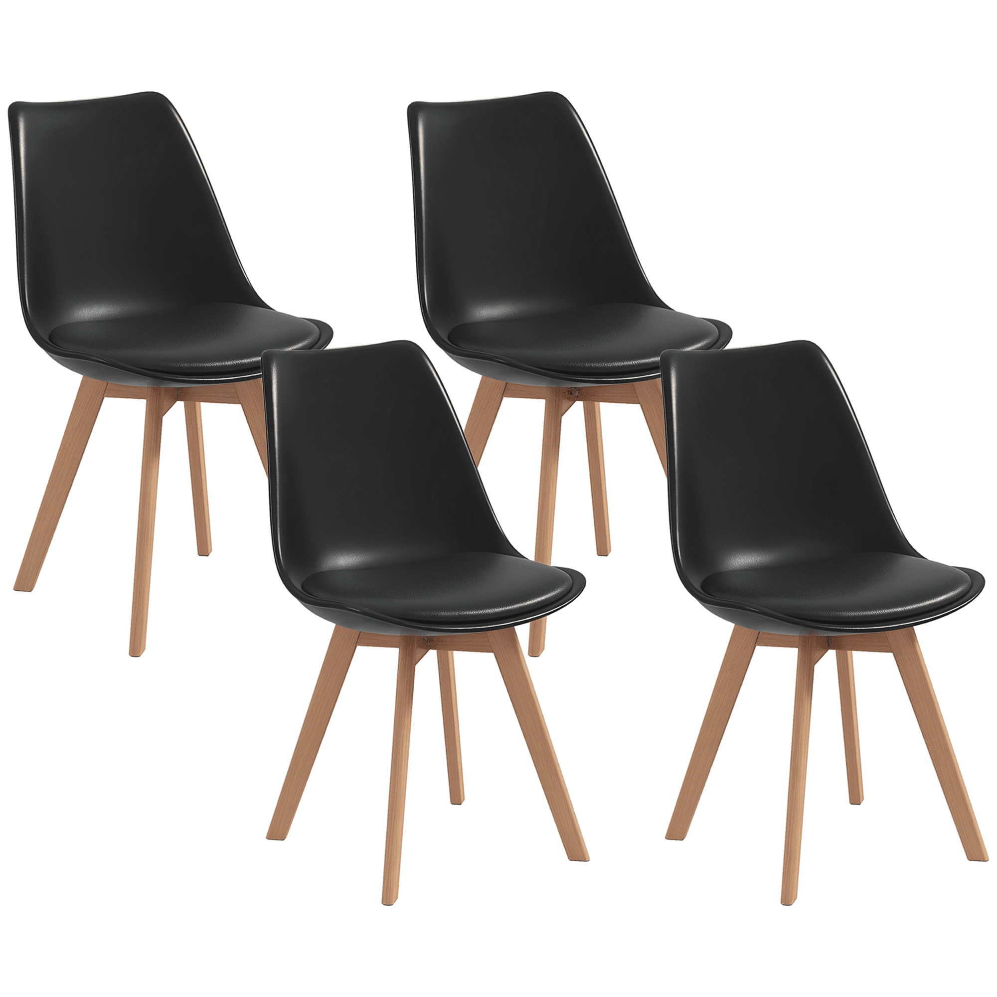Click here for Homcom Modern Dining Chairs Set Of 4 With Pu Leath... prices