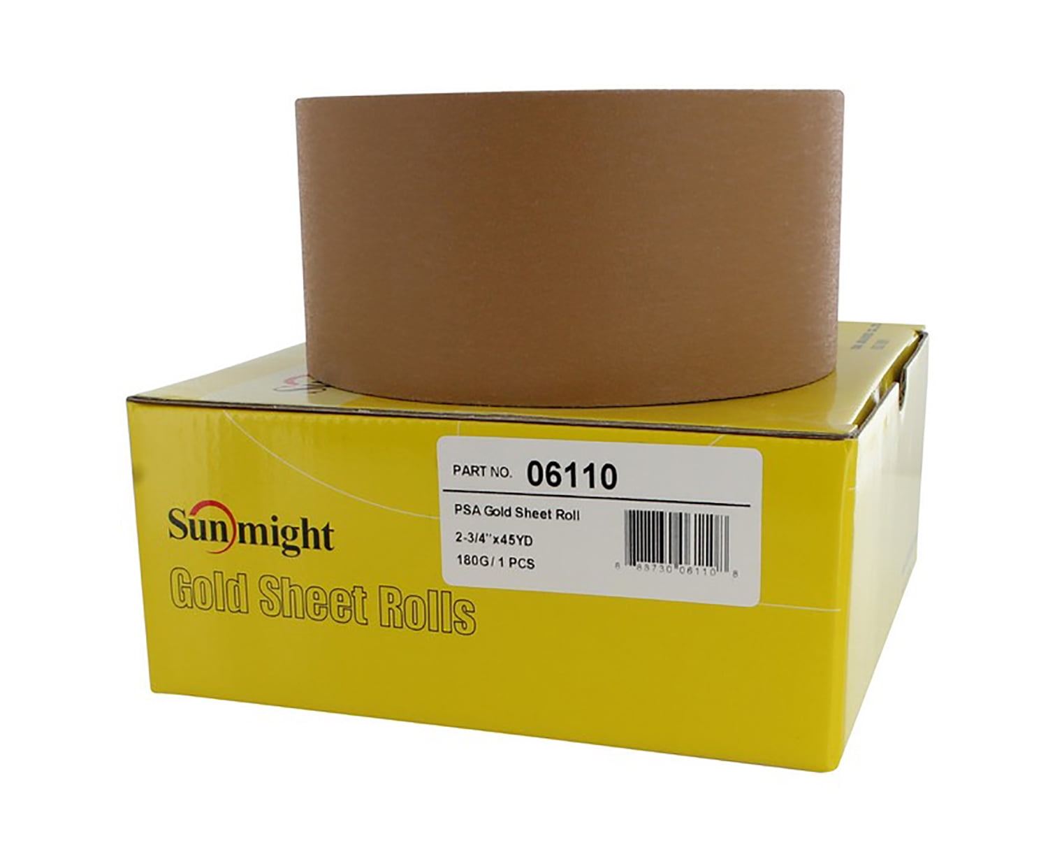 Sunmight 06110 2-3/4" x 45YD 180 Grit Gold PSA Sanding Sheet Roll ...
