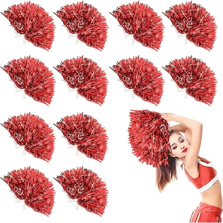 24 Pcs Metallic Cheerleading Pom Poms for Kids, Cheerleaders Cheer Pom ...