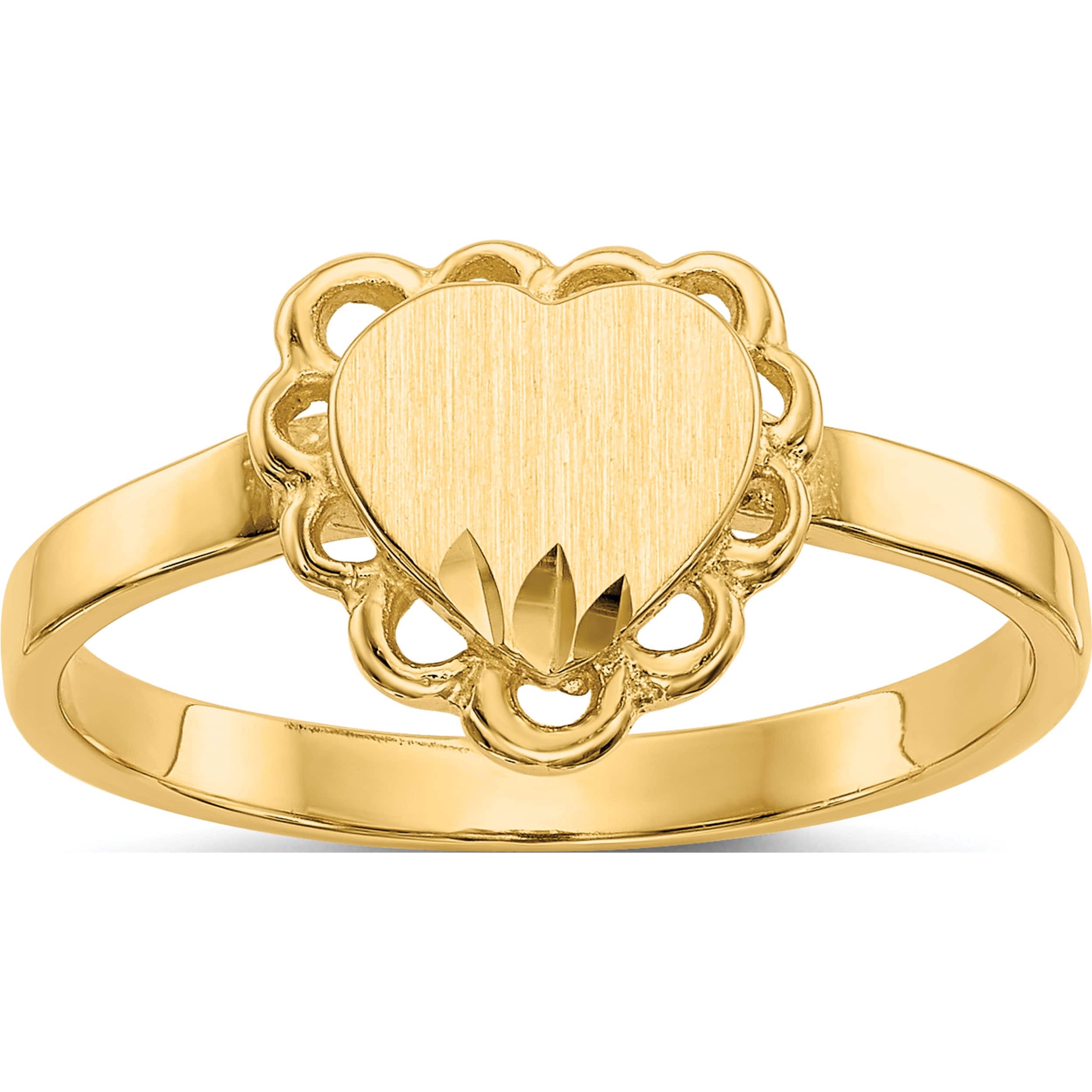 14K Yellow Gold 6.5X7.0mm Open Back Heart Signet Ring (Size 6) Made In ...