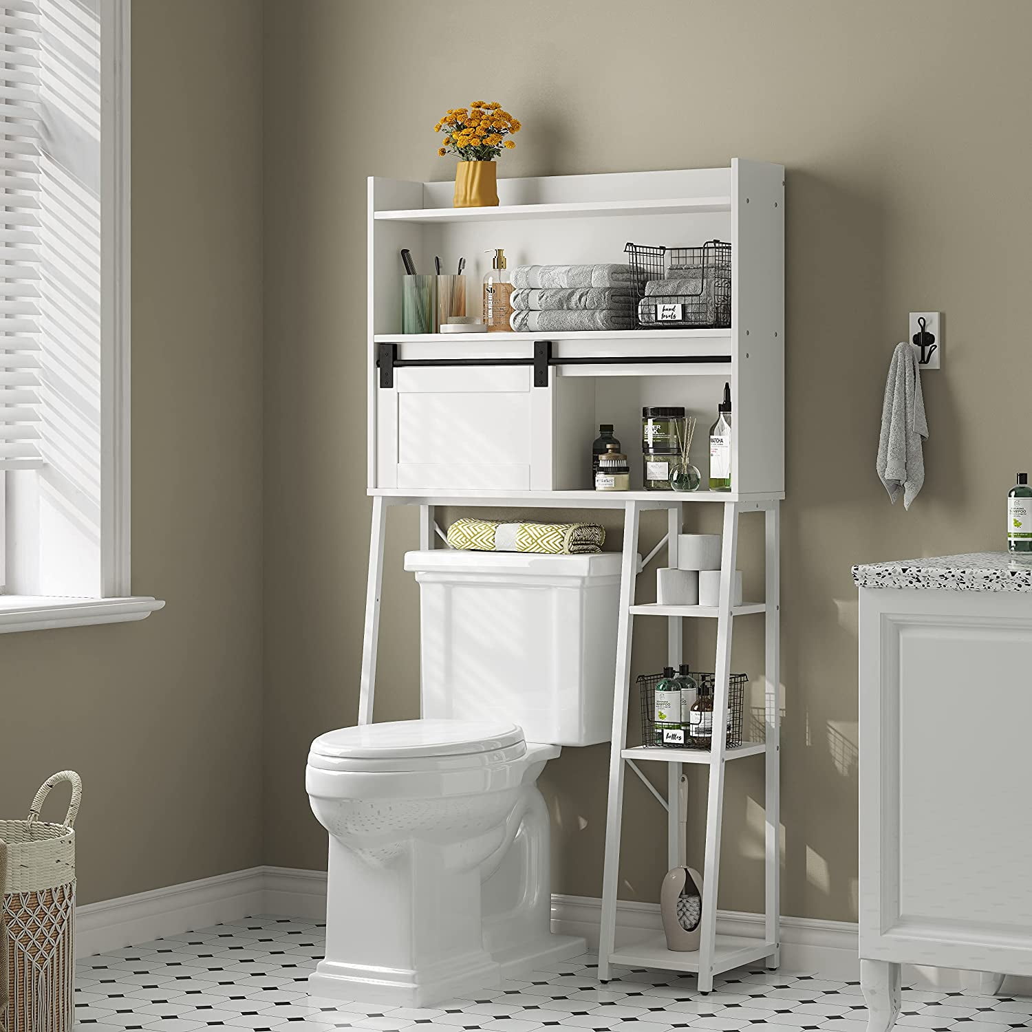 SHMAMT Over The Toilet Storage Cabinet, 6-Tier Toilet Organizer Rack ...