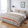 Boho Stripe Retro Ethnic Style Queen Size Bed Set,Indian Sketch Sun Art ...