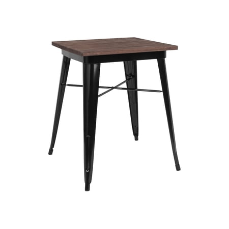 Flash Furniture - Table - square - galvanized steel, elm wood - brown ...