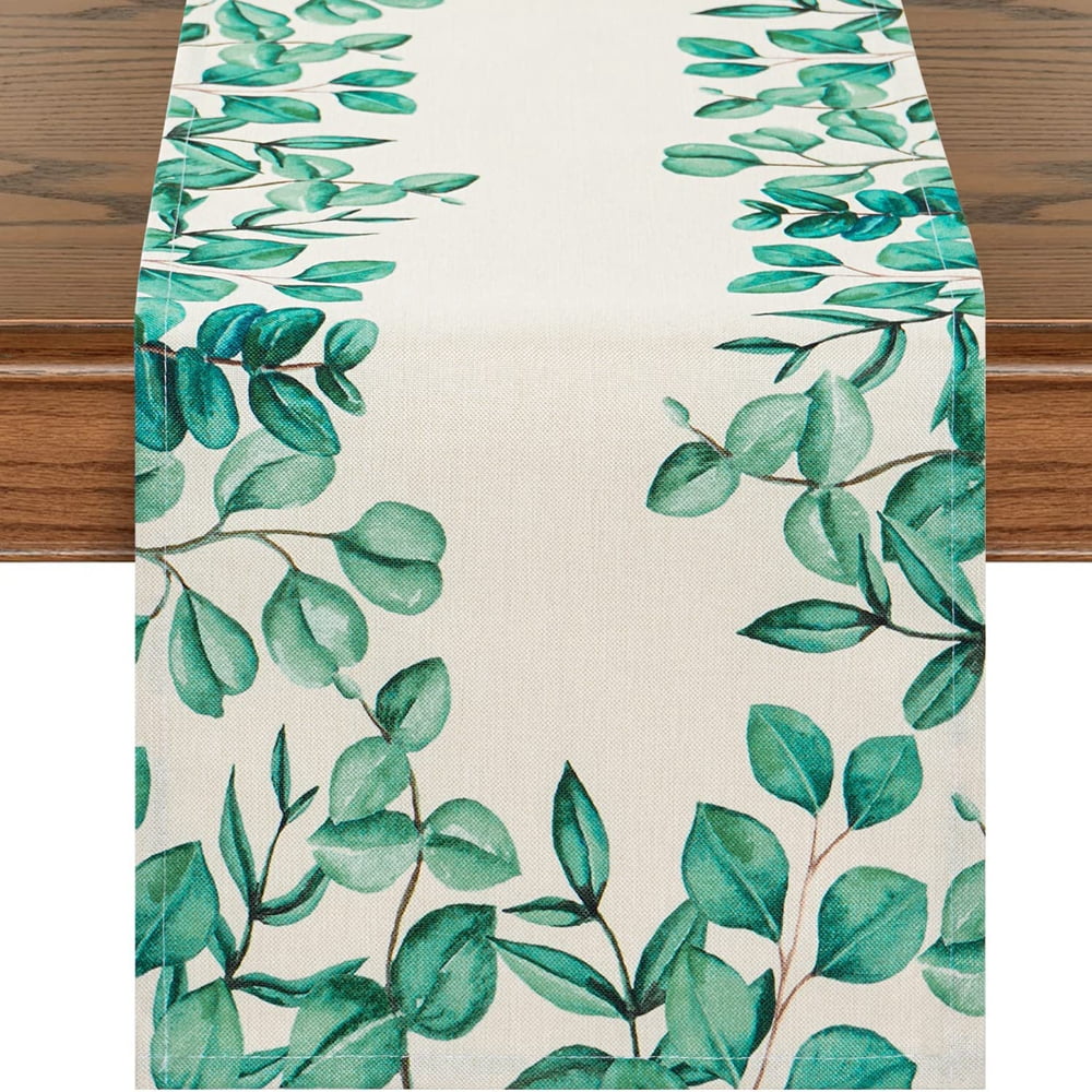 Eucalyptus Leaves Table Runner Spring Summer Table Runner Green Plants ...