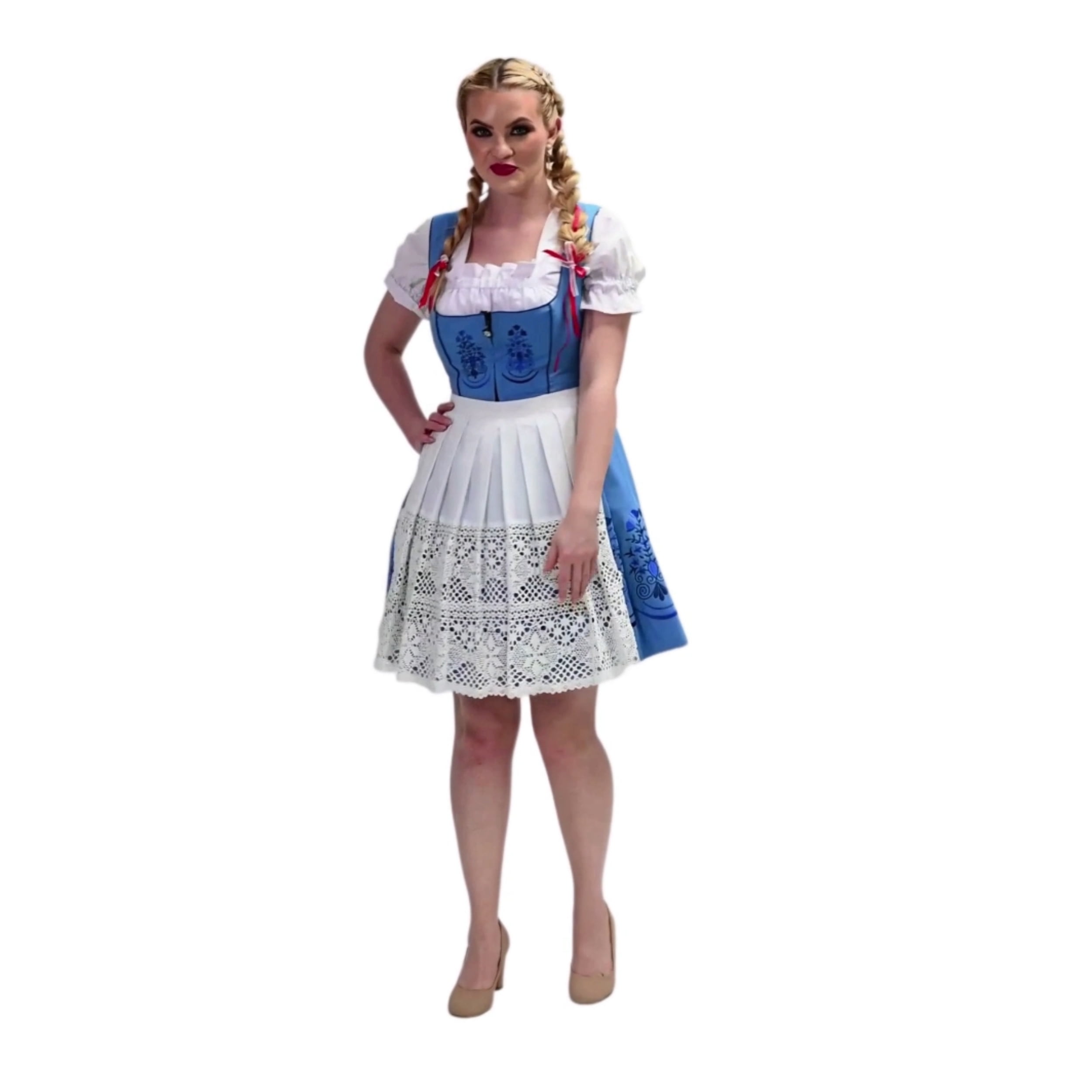 Novelty And Special Use Dirndl Trachten Haus 3 Piece Short Blue Dirndl