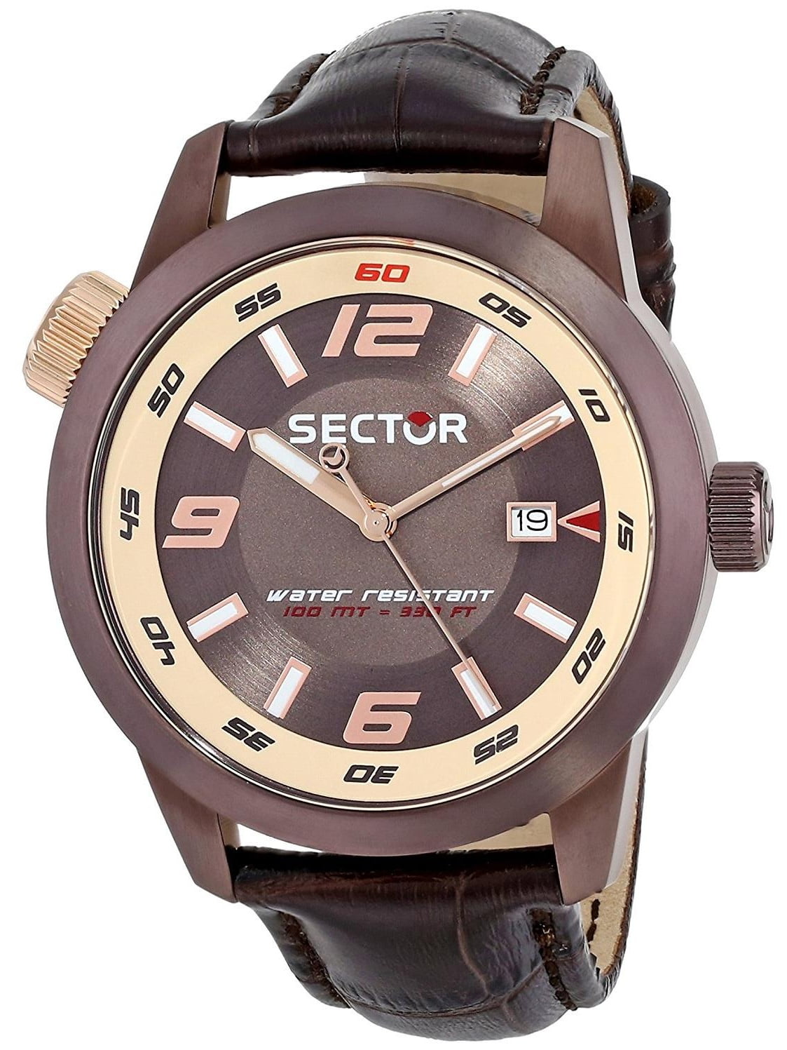 Sector - Sector Men's 48mm Brown Synthetic Leather Band Steel Case ...