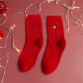 Aellinatey Holiday Themed Plush Crew Socks With Embroidery Cold Weather ...