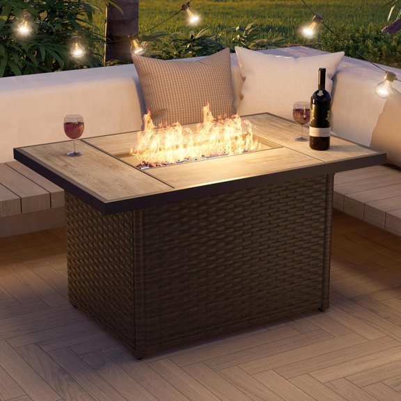 Propane Fire Pit Table with Cover/Lid for Patio, 43 inch 50,000 BTU ...