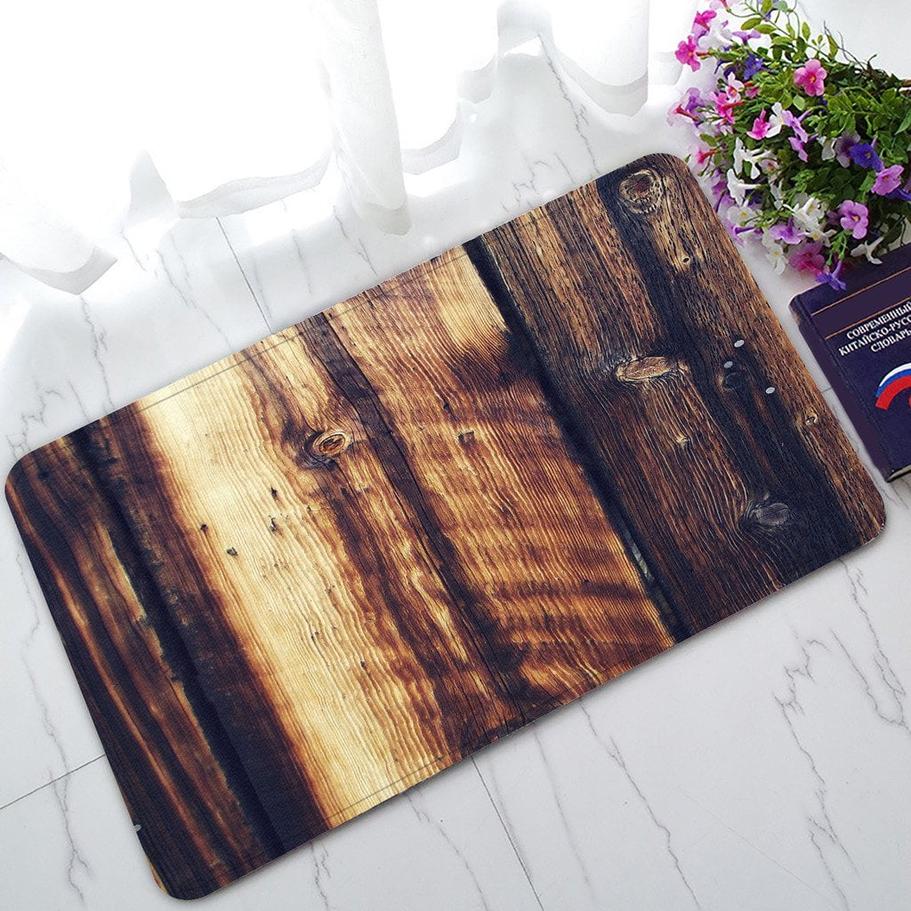 GCKG Rustic Old Barn Wood Art Non-Slip Doormat Indoor/Outdoor/Bathroom ...
