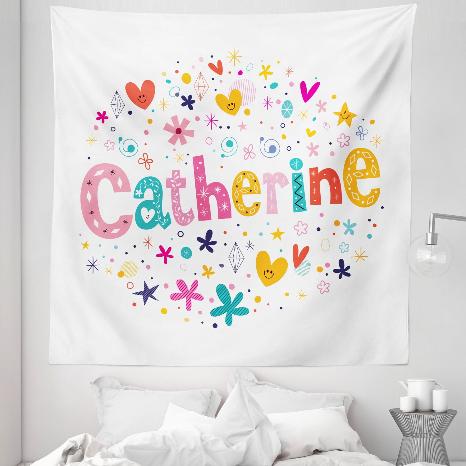 Catherine Tapestry, Colorful Alphabet Design Ornate Lettering Themed ...