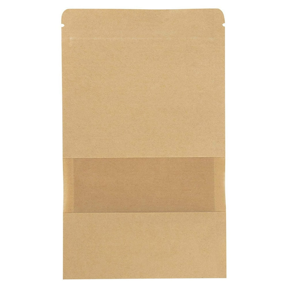 Kraft Reclosable Stand Up Bag 50 Pack Resealable Paper Pouch 5 7