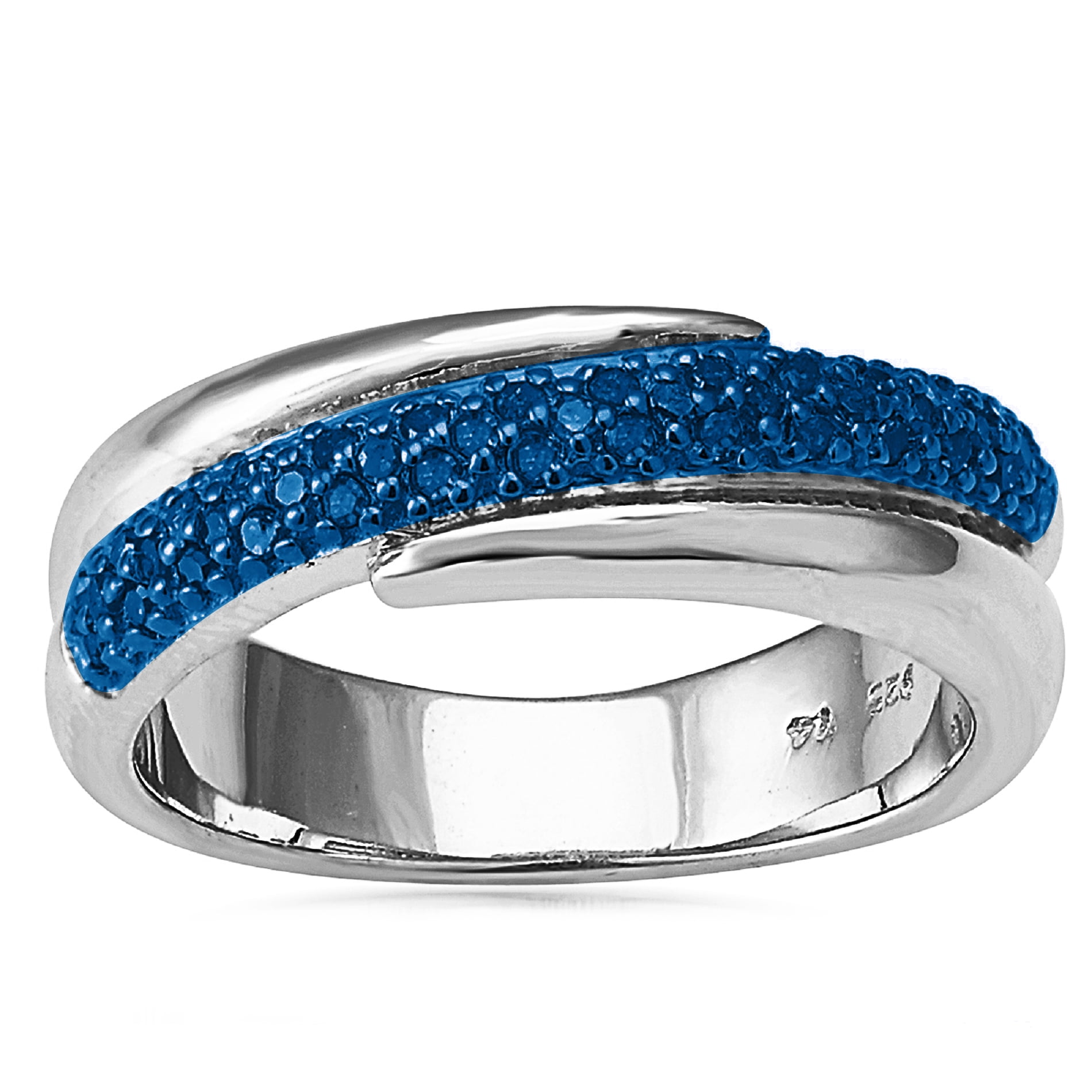 Sterling Silver with Genuine Blue Diamond Band Ring - Walmart.com