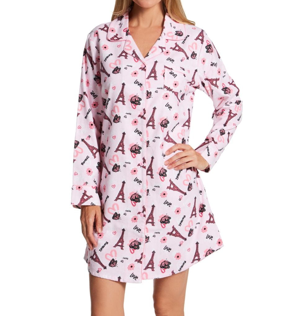 Women's KayAnna F12432L Love Paris Flannel Nightshirt (Love Paris M ...